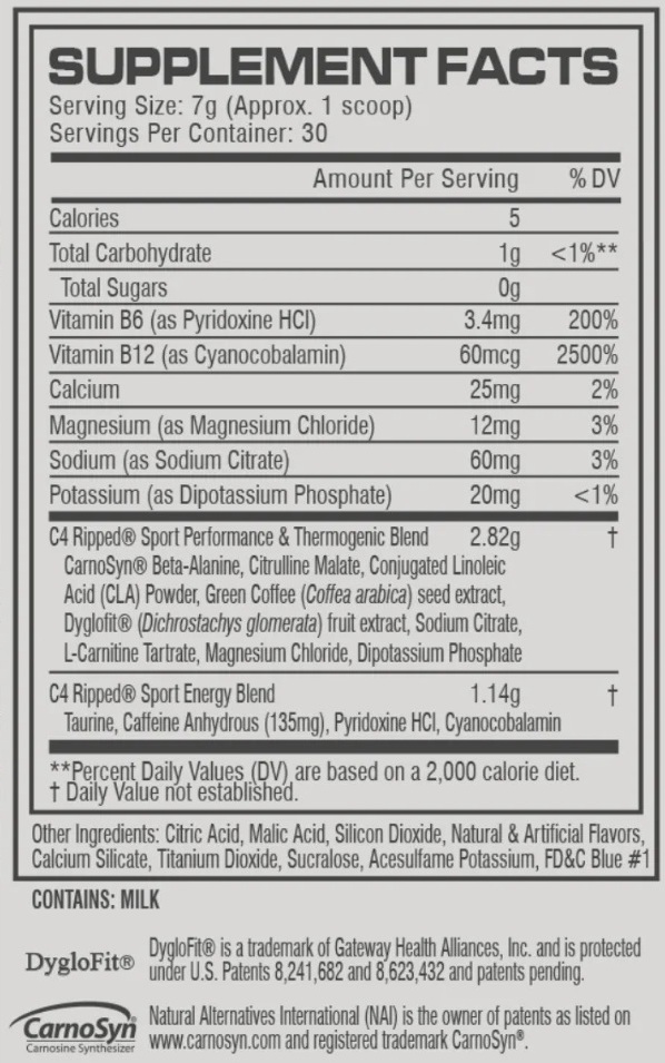 Cellucor C4 Ripped Sports Fruit Punch 30 Servings