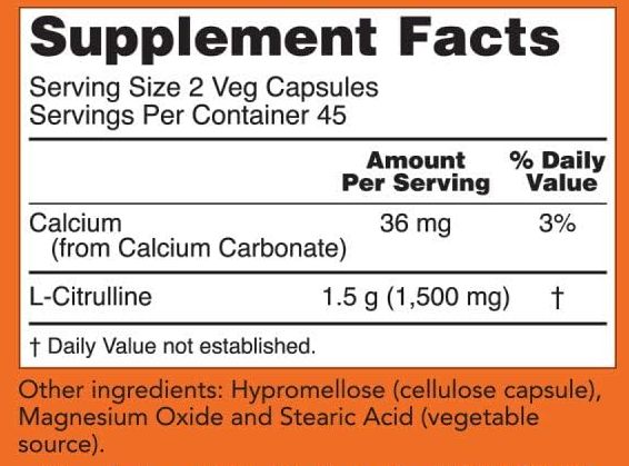 Now L-Citrulline 750 mg 90 Veg Capsules