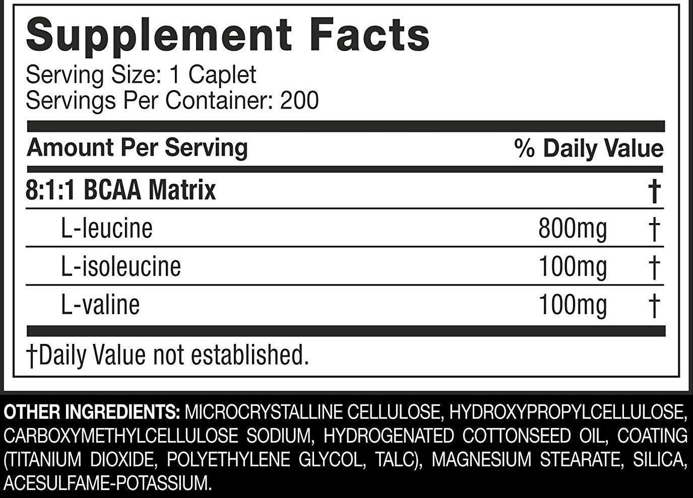 Muscletech Platinum 100% BCAA 8:1:1 200 Caplets